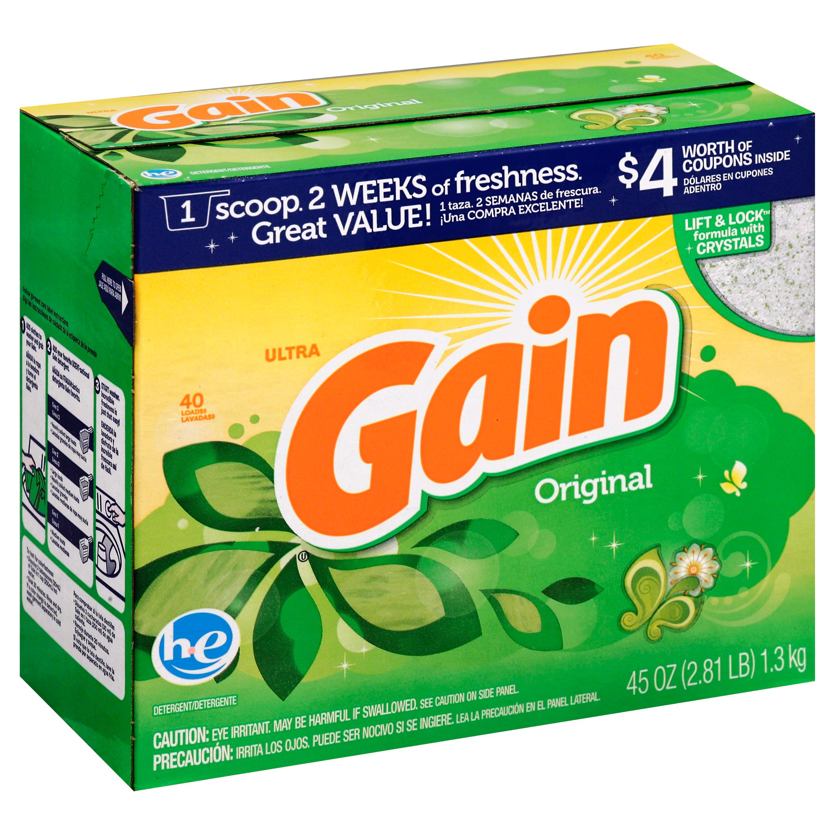 Gain Original Scent HE Powder Laundry Detergent 40 Loads - Shop ...
