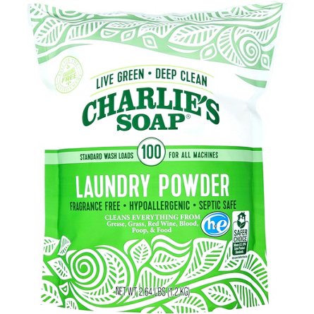 Charlie's Soap Fragrance Free Powder Laundry Detergent, 100 Loads, 2.64 ...