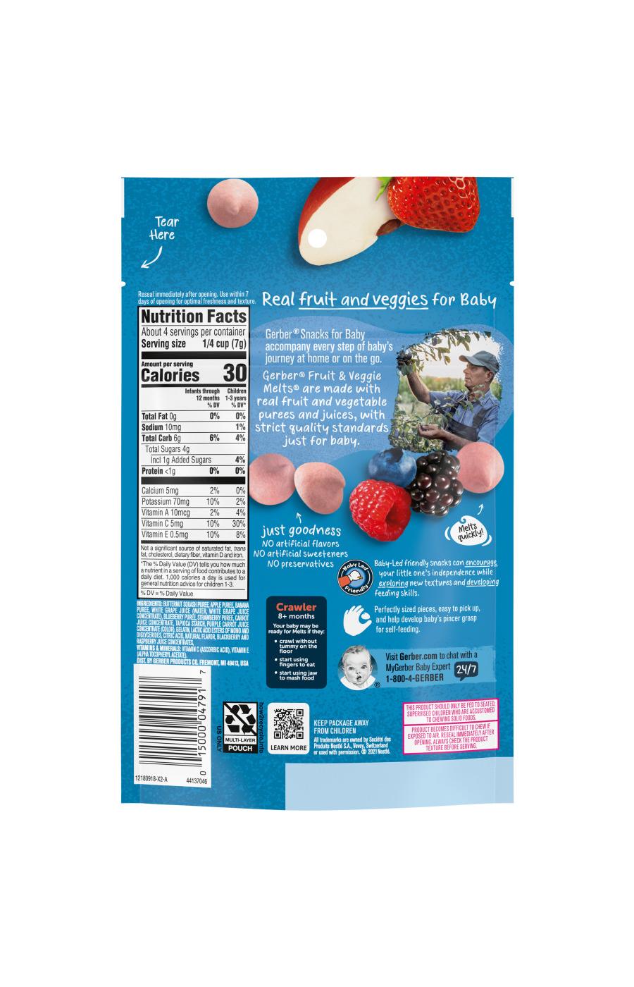Gerber Snacks for Baby Fruit & Veggie Melts - Very Berry Blend - Shop ...