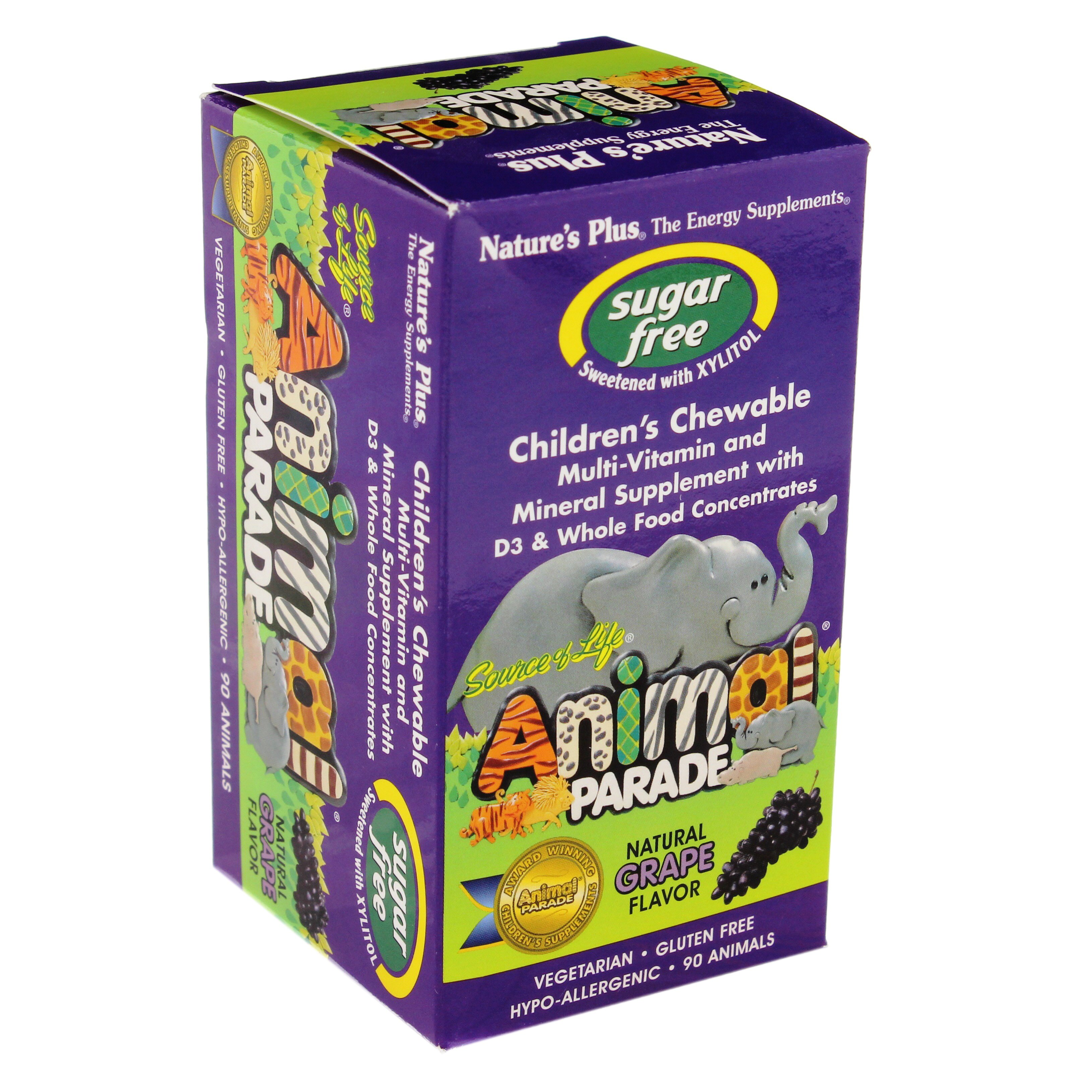 Nature's Plus Animal Parade Children's Sugar Free Multivitamin Grape ...