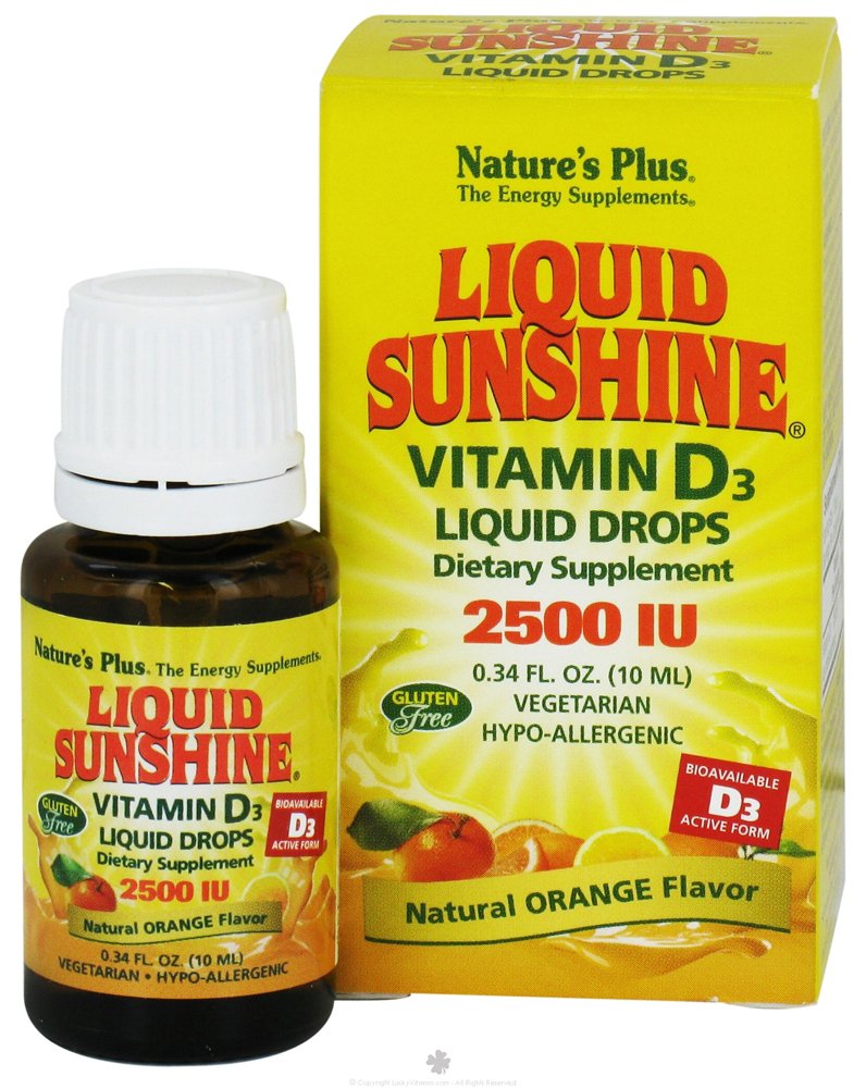 Nature's Plus Liquid Sunshine Vitamin D3 2500 IU Natural Orange Flavor ...