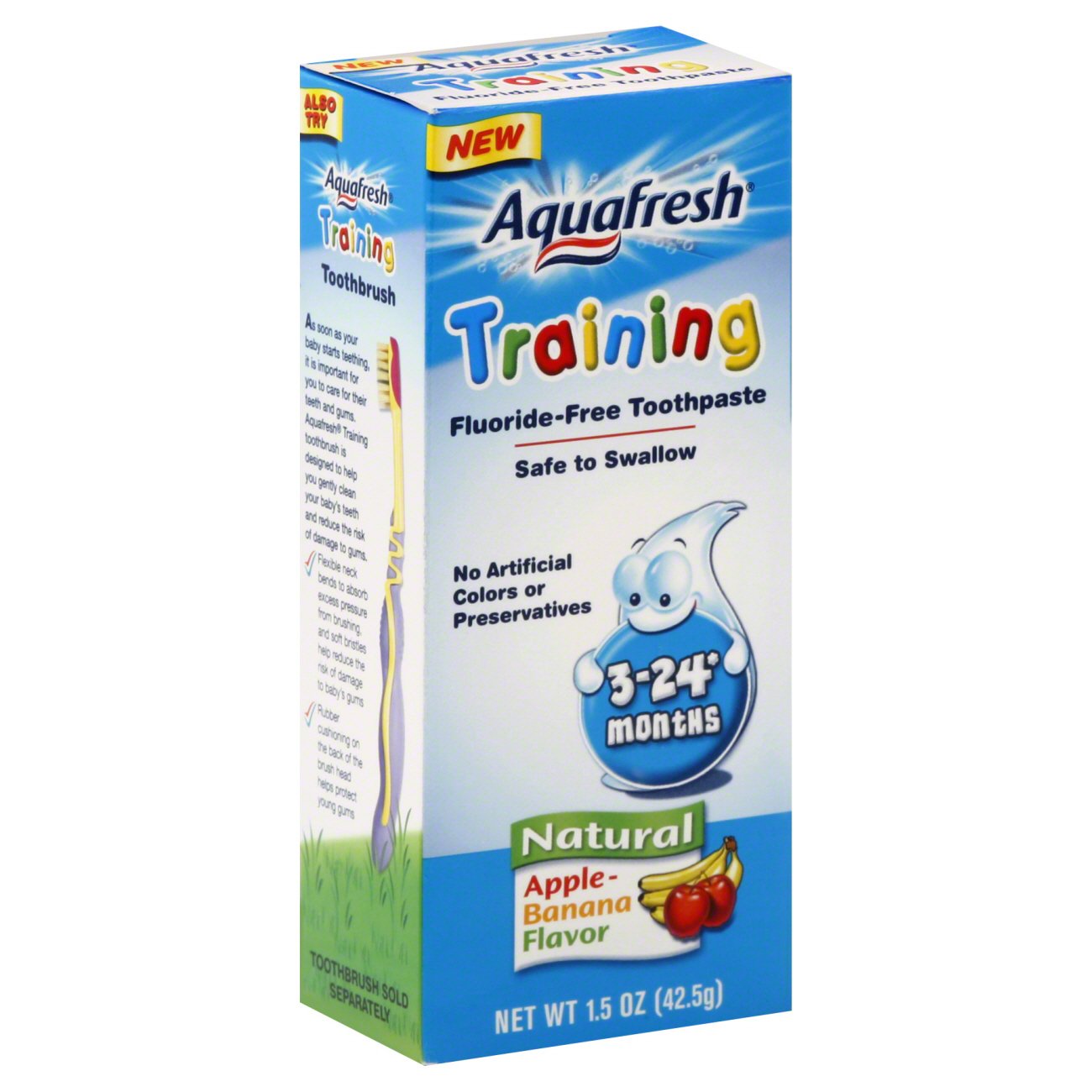Aquafresh Training Natural Apple-Banana Flavor Fluoride-Free Toothpaste ...