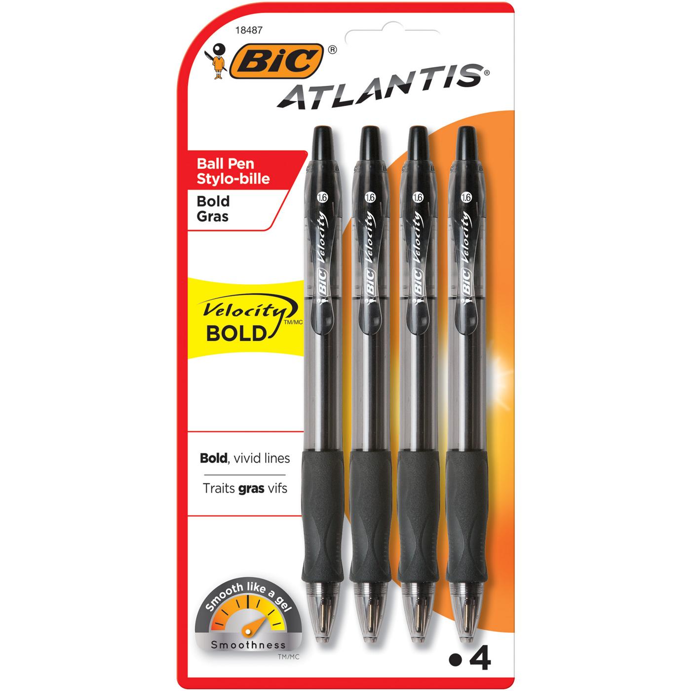 BIC Atlantis Velocity Bold Retractable Ball Pens - Black Ink - Shop ...
