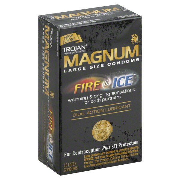 Trojan Magnum Fire & Ice Large Size Dual Action Lubricant Premium Latex ...