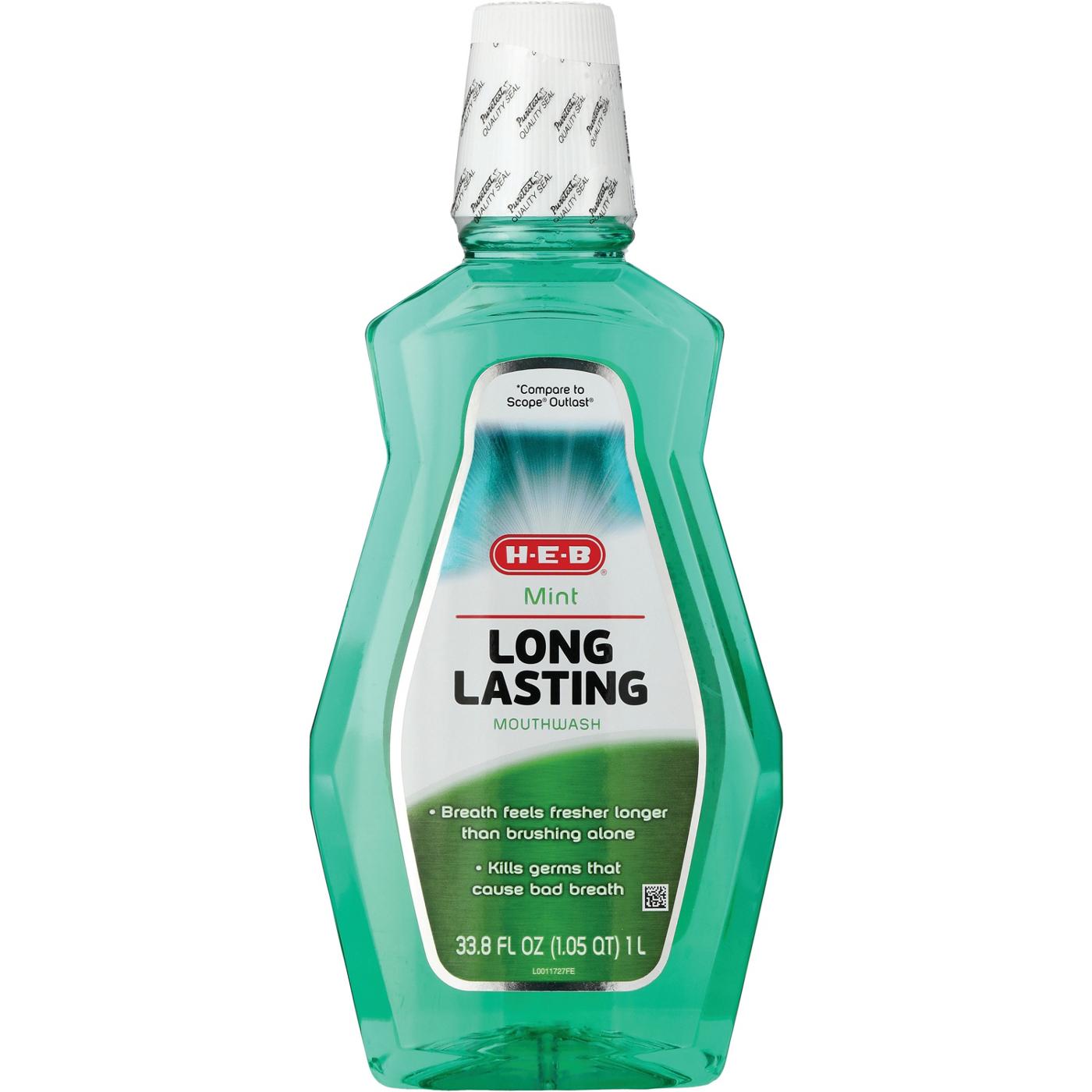 H-E-B Long Lasting Mouthwash - Mint - Shop Mouthwash at H-E-B