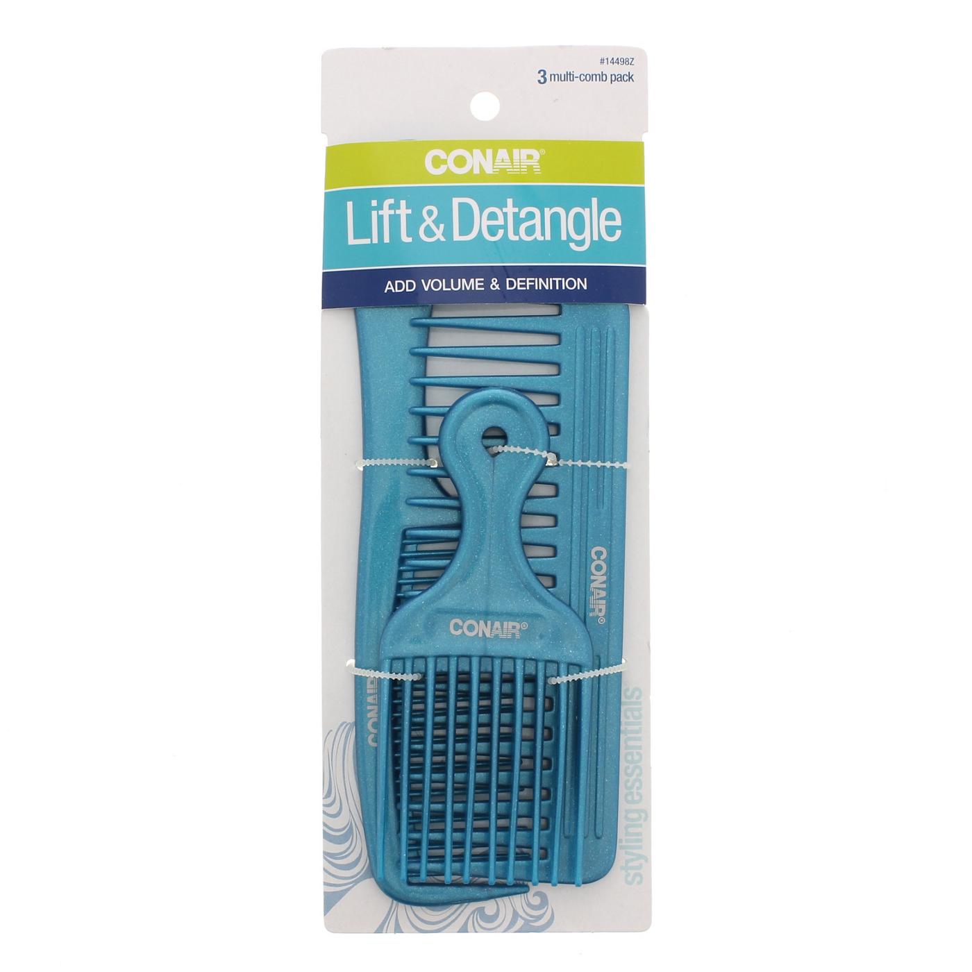 Conair Styling Essentials Lift & Detangle Comb Set - Colors May Vary ...