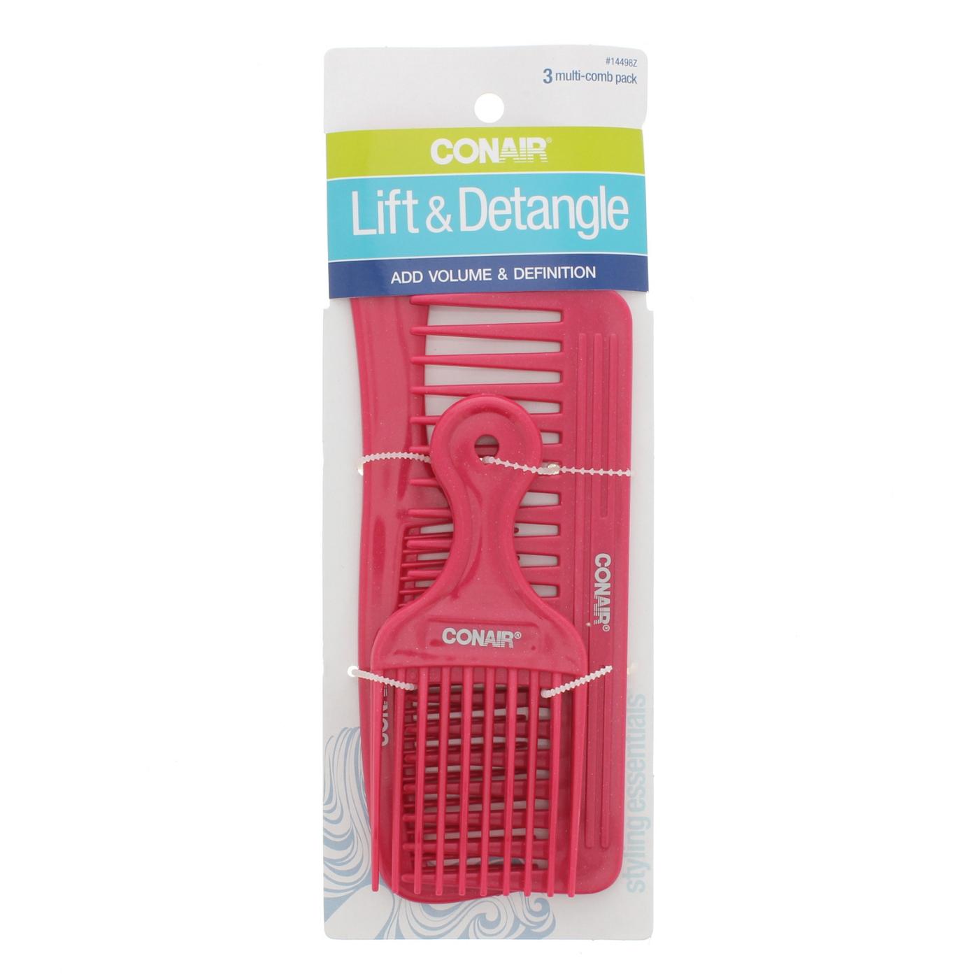 Conair Styling Essentials Lift & Detangle Comb Set - Colors May Vary ...