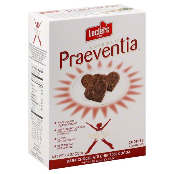 Leclerc Praeventia Dark Chocolate Chip 70% Cocoa Cookies - Shop Cookies ...
