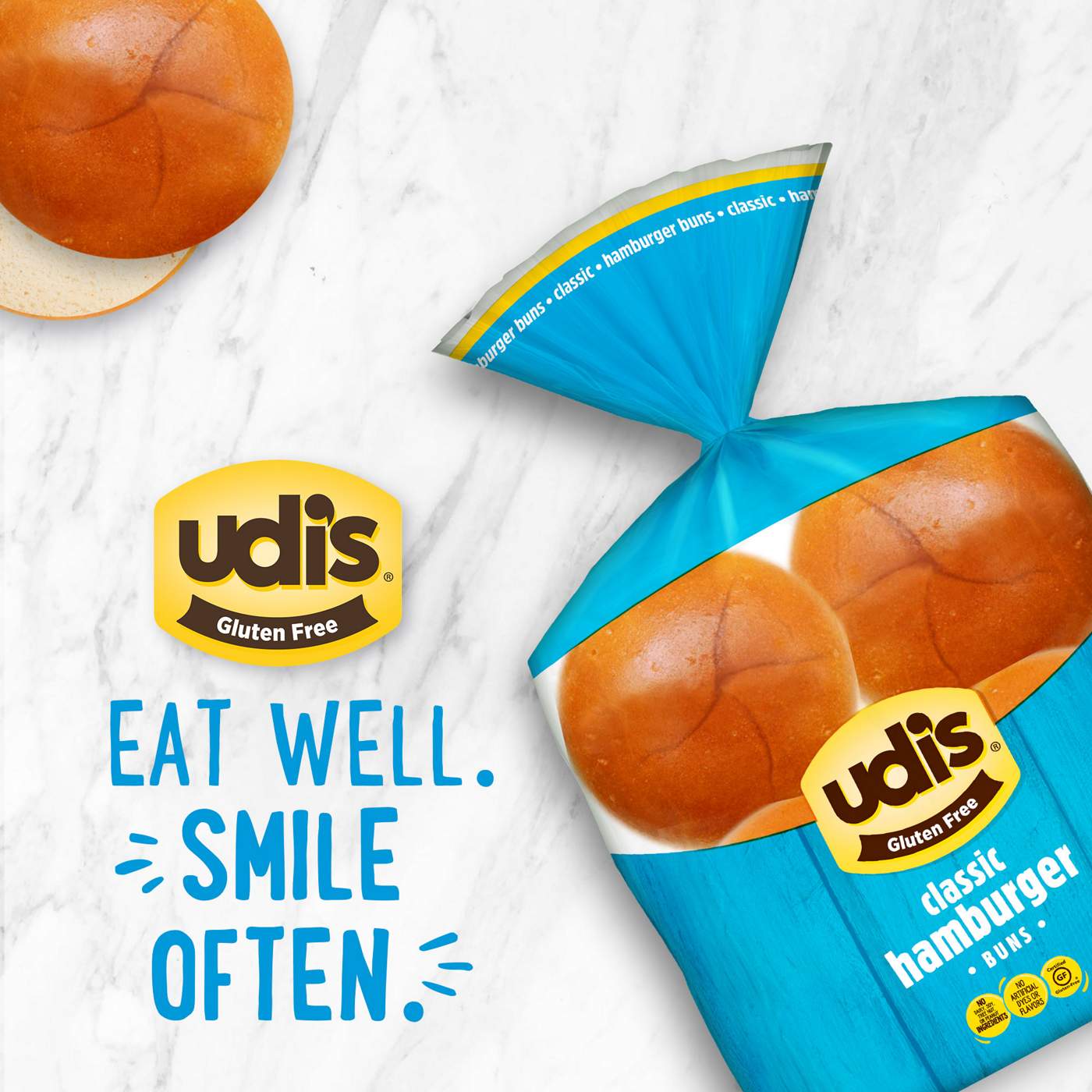 Udi's Gluten Free Classic Hamburger Buns - Shop Buns & rolls at H-E-B