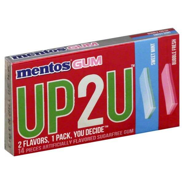 Mentos UP2U Sugar Free Sweet Mint And Bubble Fresh Gum - Shop Snacks ...