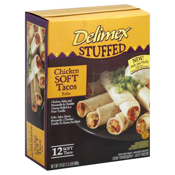 Delimex Stuffed Soft Chicken Tacos - Shop Meals & Sides at H-E-B