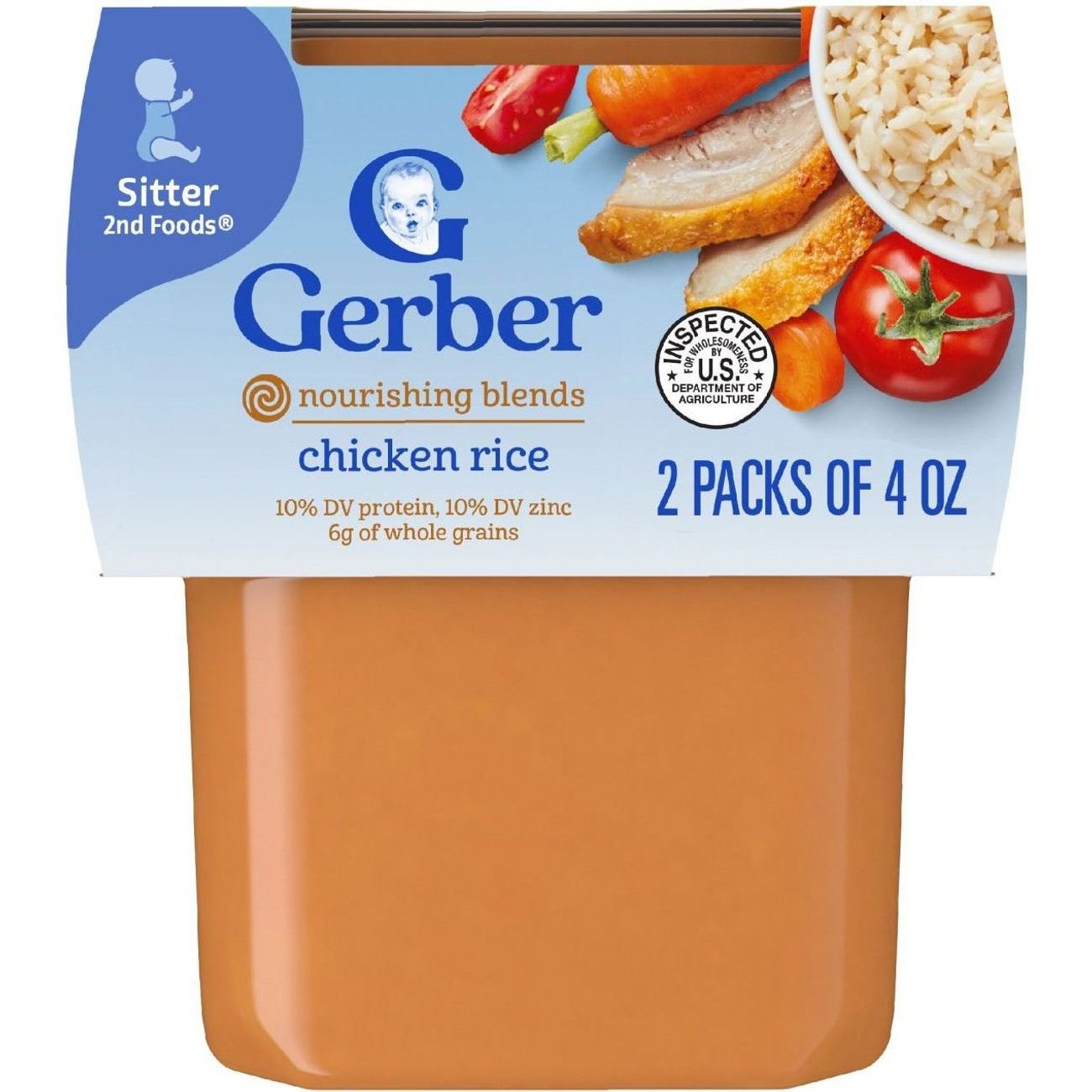 Gerber Stage 2 Baby Food - Chicken Rice, 4 oz Tubs - Shop Baby food at ...