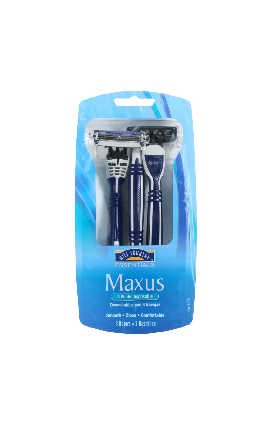 Hill Country Essentials Maxus 3 Blade Disposable Razors for Men - Shop ...