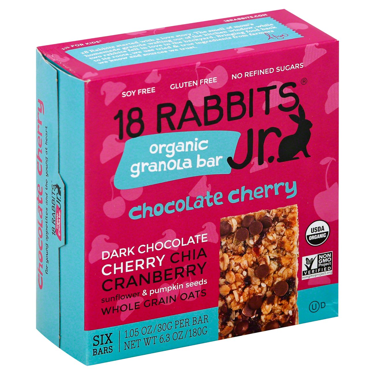 18 Rabbits Bunny Bar Squeaky Cheeky Choco Cherry Organic Granola Bars ...