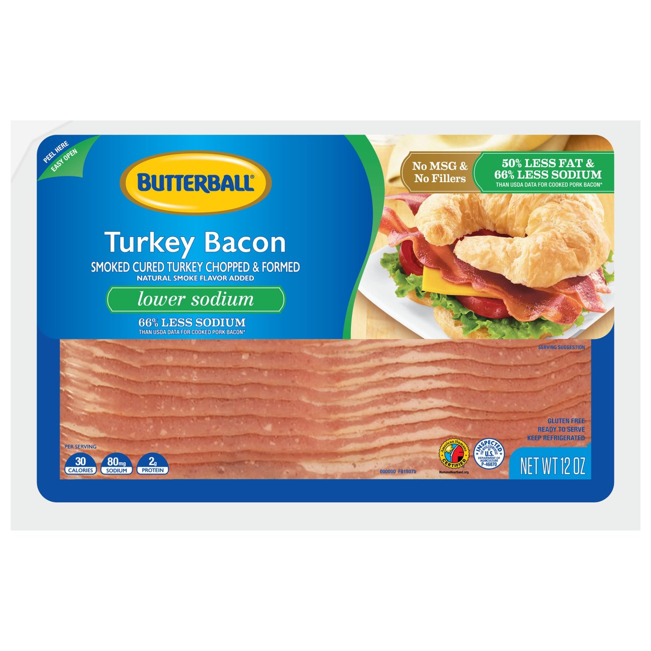 Butterball Low Sodium Turkey Bacon - Shop Bacon at H-E-B