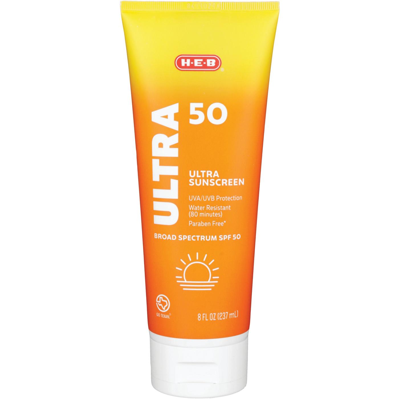H-E-B Ultra Broad Spectrum Sunscreen Lotion – SPF 50 - Shop Sunscreen ...