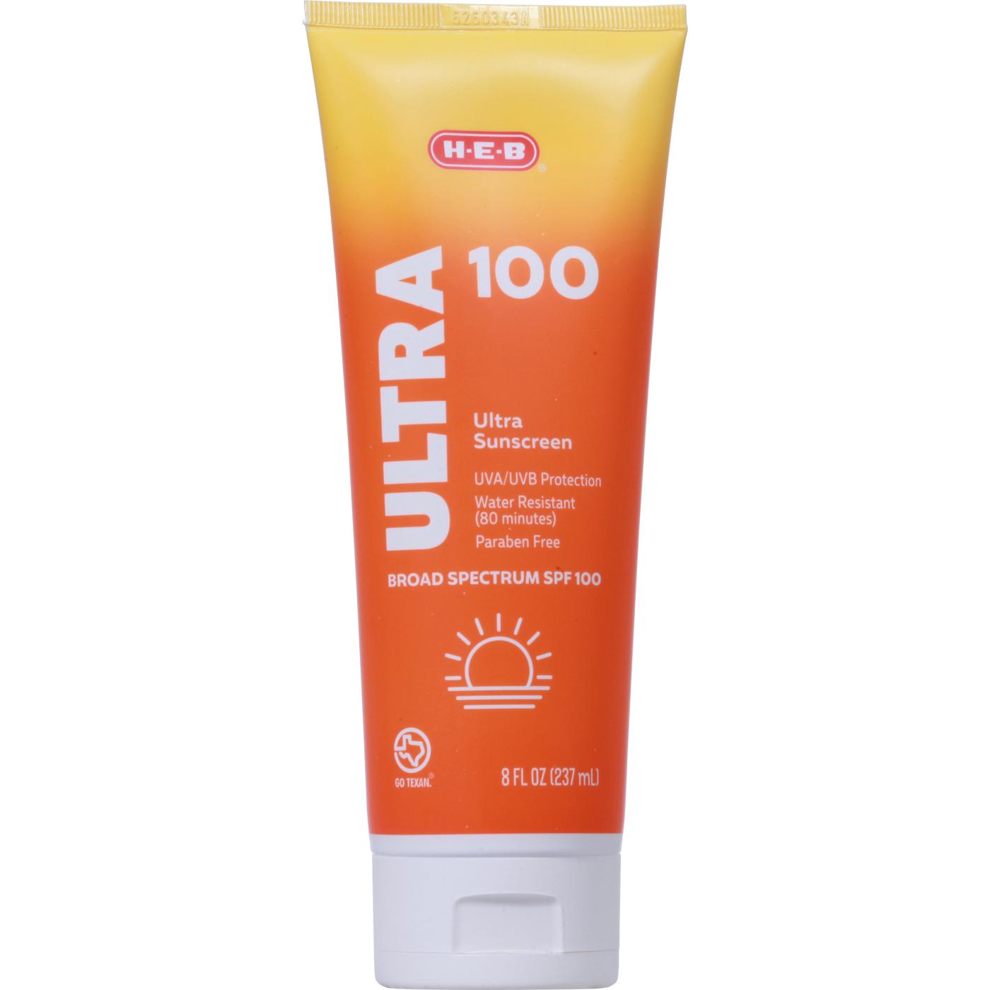 H-E-B Ultra Broad Spectrum Sunscreen Lotion – SPF 100 - Shop Sunscreen ...