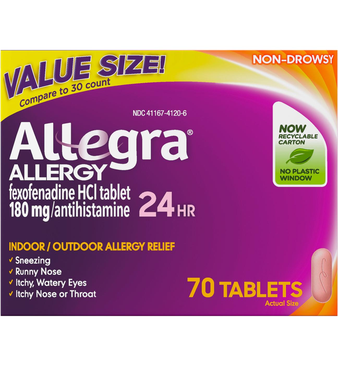 Allegra Adult 24 Hr Allergy Non-Drowsy Antihistamine Tablets - Shop ...