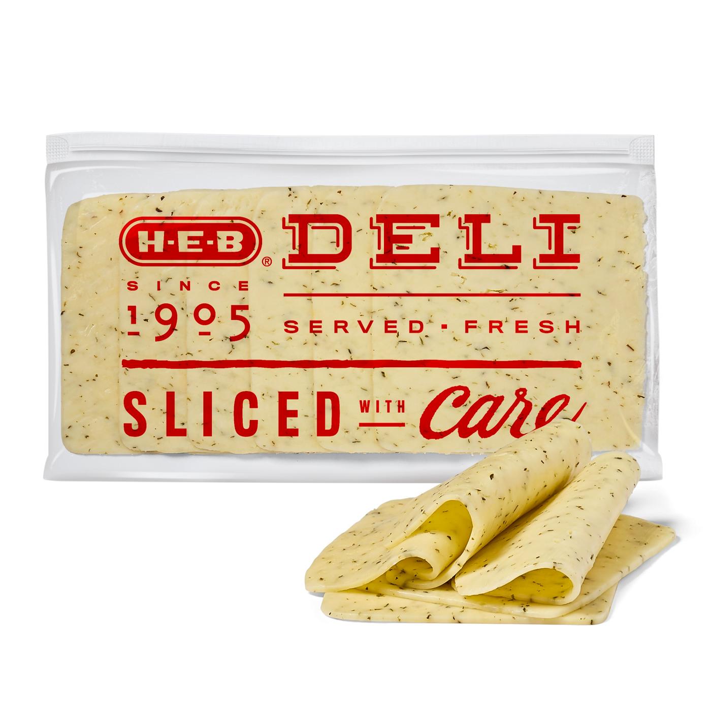 H-E-B Deli Pesto Jack Cheese, Sandwich Sliced - Shop Cheese at H-E-B