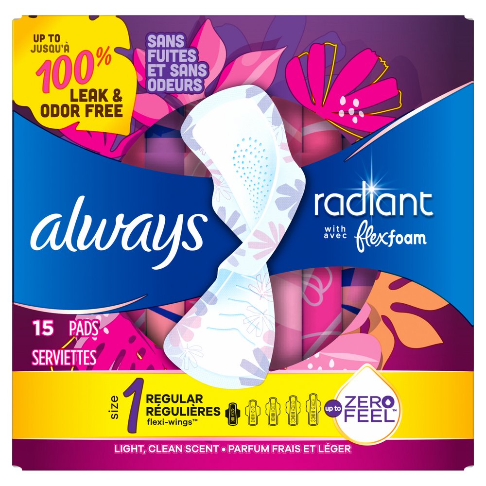 Always Radiant FlexFoam Pads Size 1, Regular with Wings - Shop Pads ...