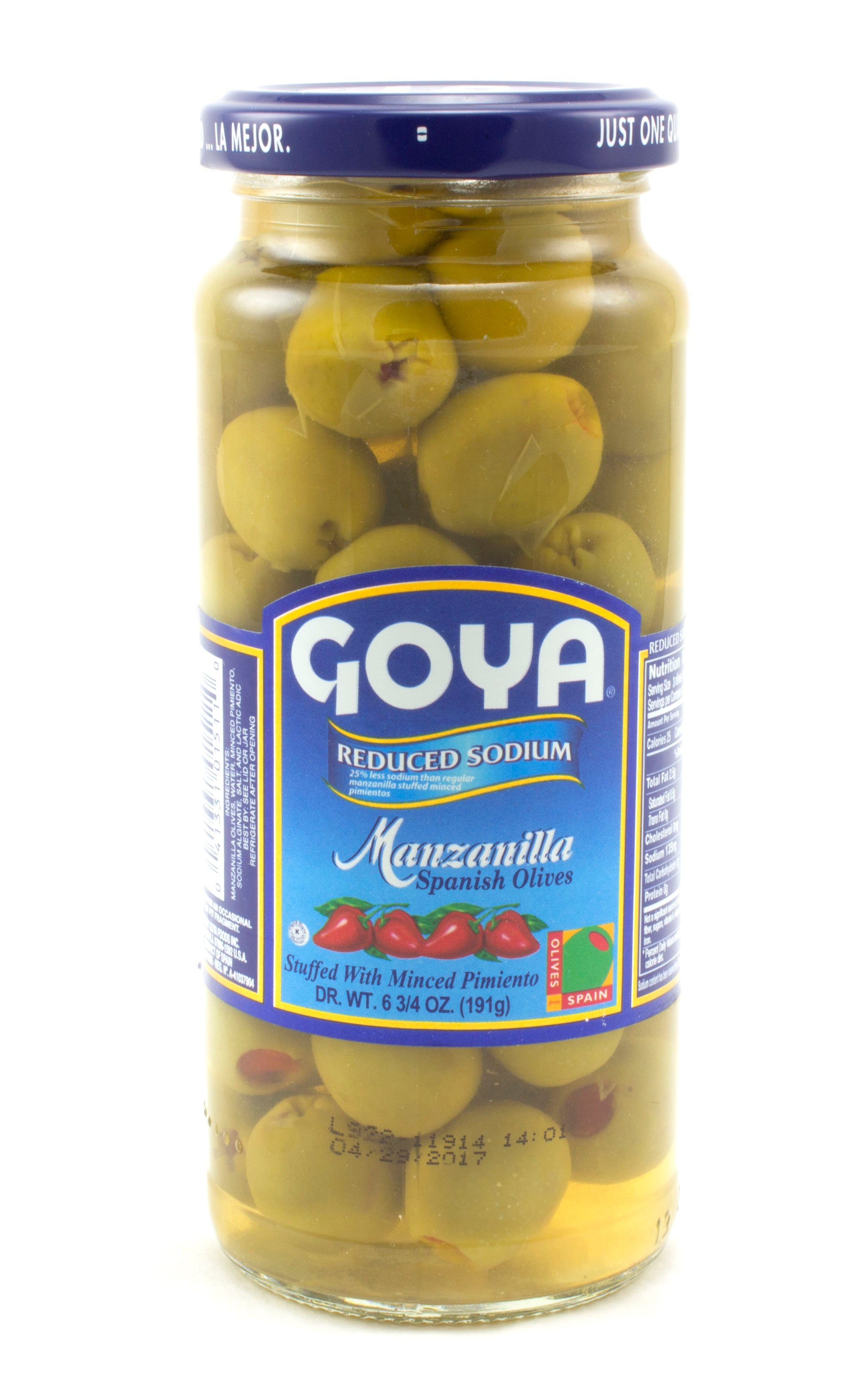 Goya Reduced Sodium Manzanilla Spanish Olives Stuffed with Pimiento ...