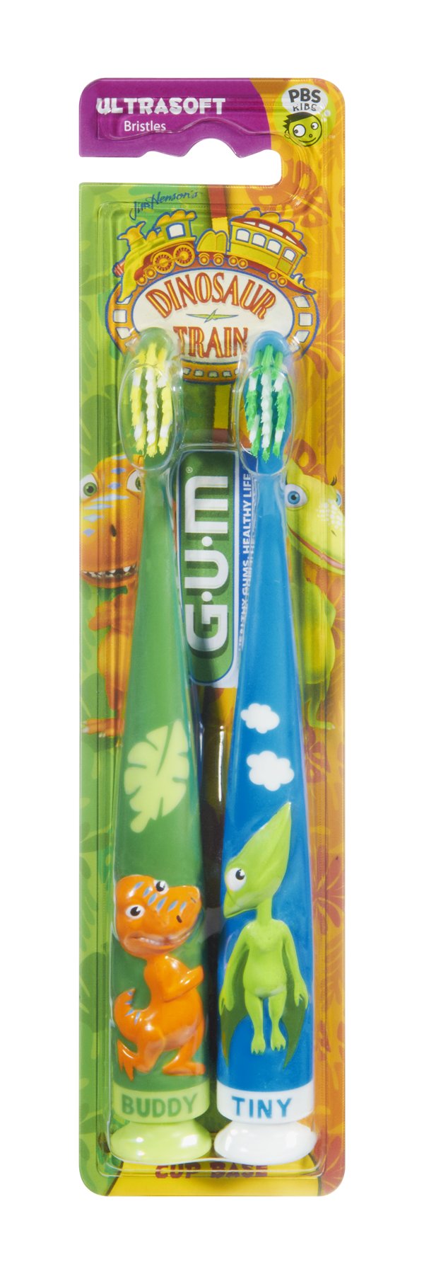 GUM Dinosaur Train Suction Cup Base Ultrasoft Toothbrushes - Shop Oral ...