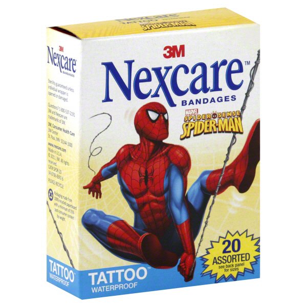 Nexcare Tattoo Waterproof Marvel Spider-Sense Spider-Man Bandages ...