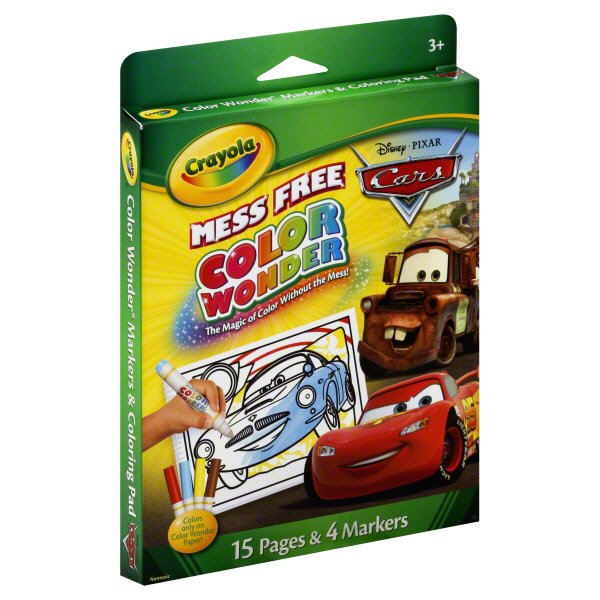 Crayola Disney Cars Mess Free Color Wonder Markers & Coloring Pad ...