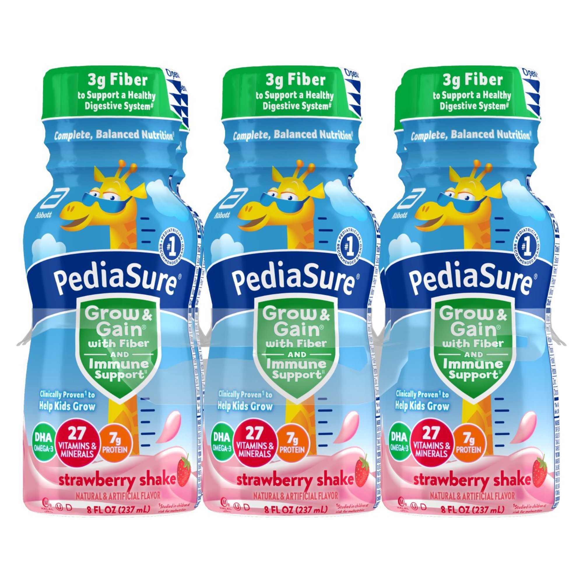 PediaSure Grow & Gain with Fiber + Immune Support Shake - Strawberry ...