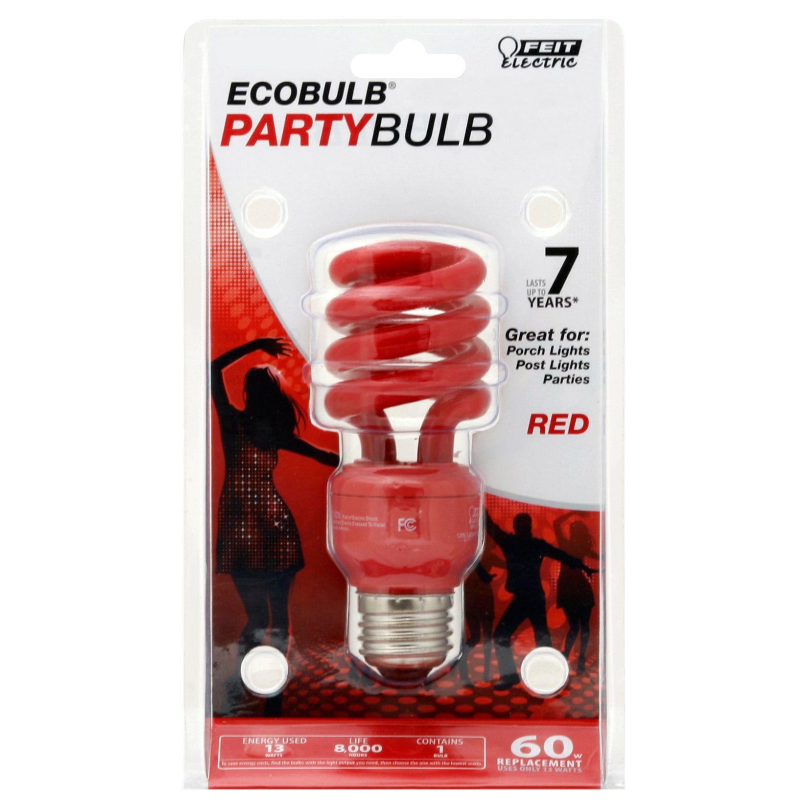Feit Electric Ecobulb 60-Watt Party Light Bulb - Red - Shop Light bulbs ...