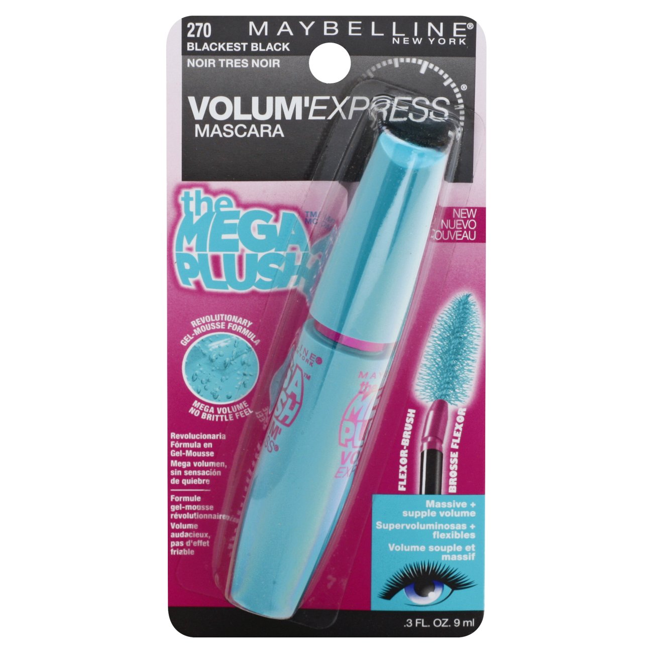 Maybelline Volum' Express The Mega Plush Blackest Black Washable ...