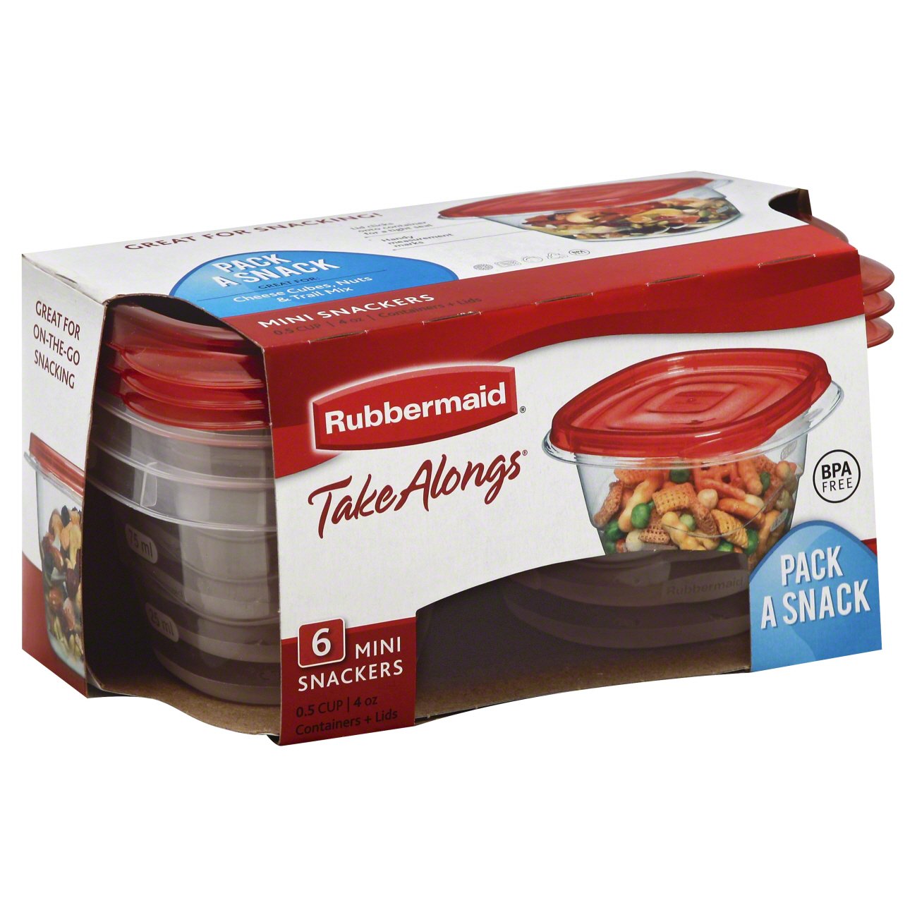 Rubbermaid TakeAlongs .5 Cup Mini Snacking Food Storage Containers ...
