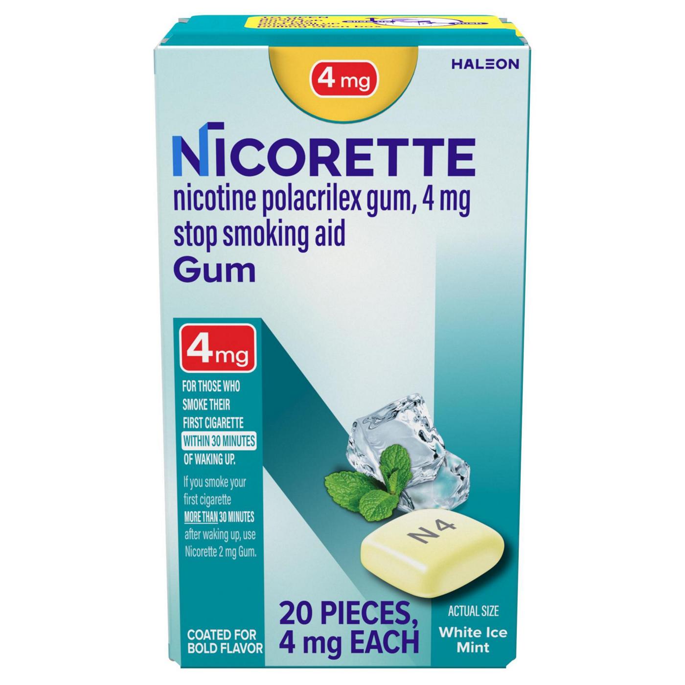 Nicorette Nicotine Gum Stop Smoking Aid, White Ice Mint - Shop Smoking ...