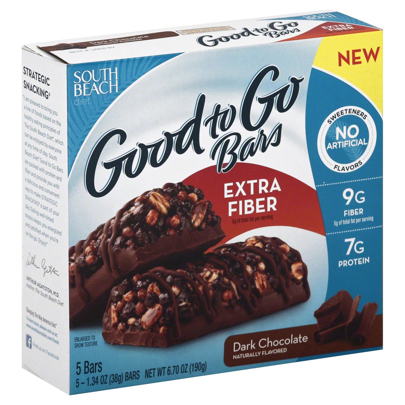 South Beach Diet Extra Fiber Dark Chocolate Flavored Good To Go Bars ...