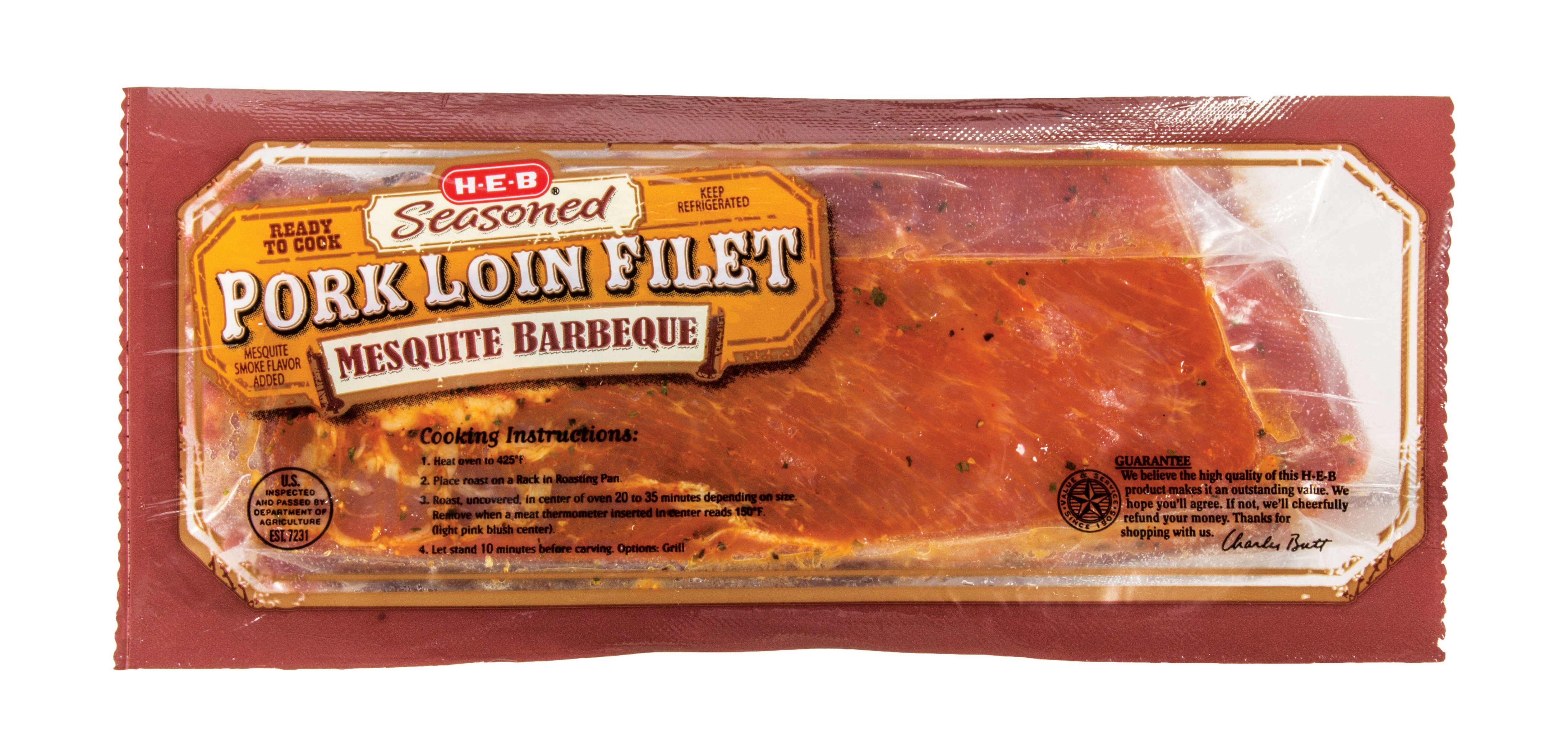 H-E-B Seasoned Mesquite Barbeque Pork Loin Filet - Shop Pork at H-E-B