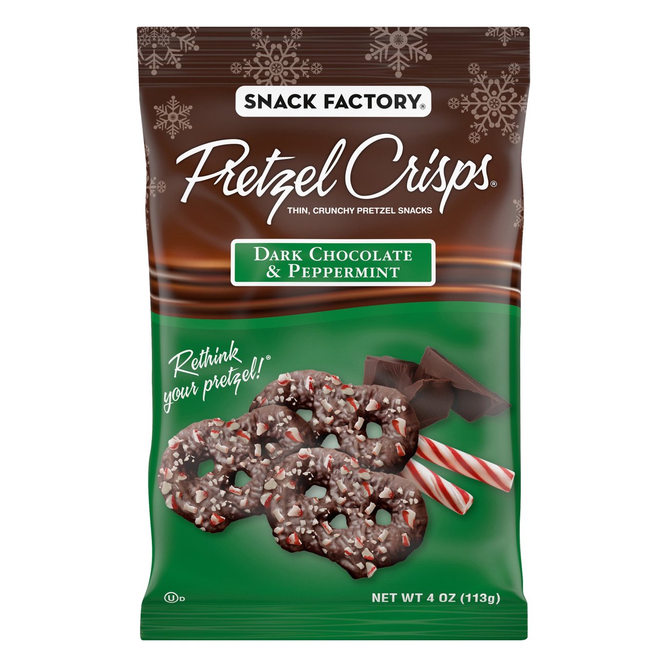 Snack Factory Pretzel Crisps - Dark Chocolate & Peppermint - Shop Chips ...