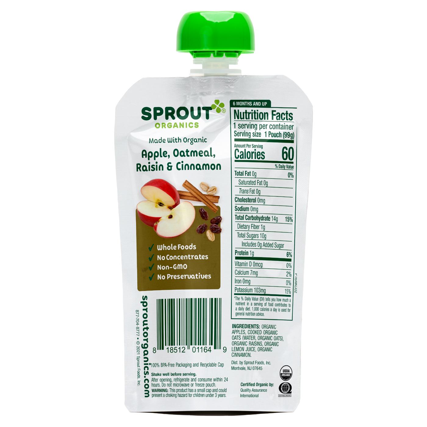 Sprout Organics Pouch - Apple Oatmeal Raisin & Cinnamon - Shop Baby ...