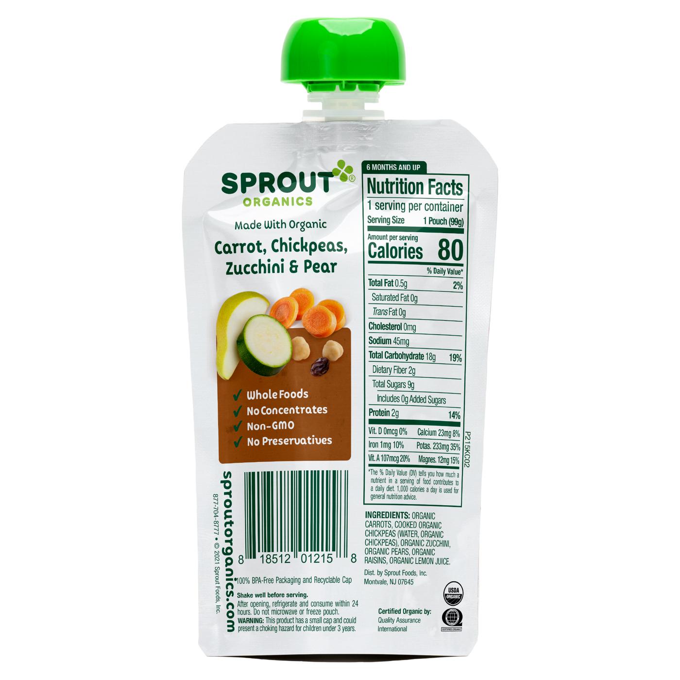 Sprout Organics Pouch - Carrot Chickpeas Zucchini & Pear - Shop Baby ...