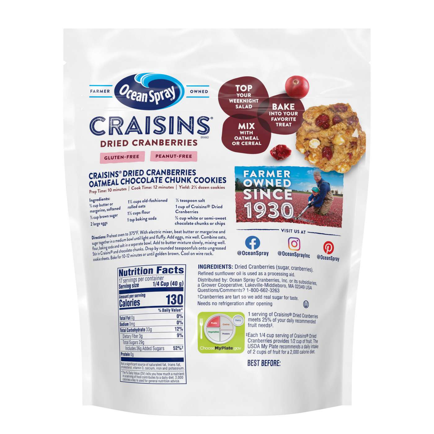 Ocean Spray Craisins Original Dried Cranberries - Shop Berries ...