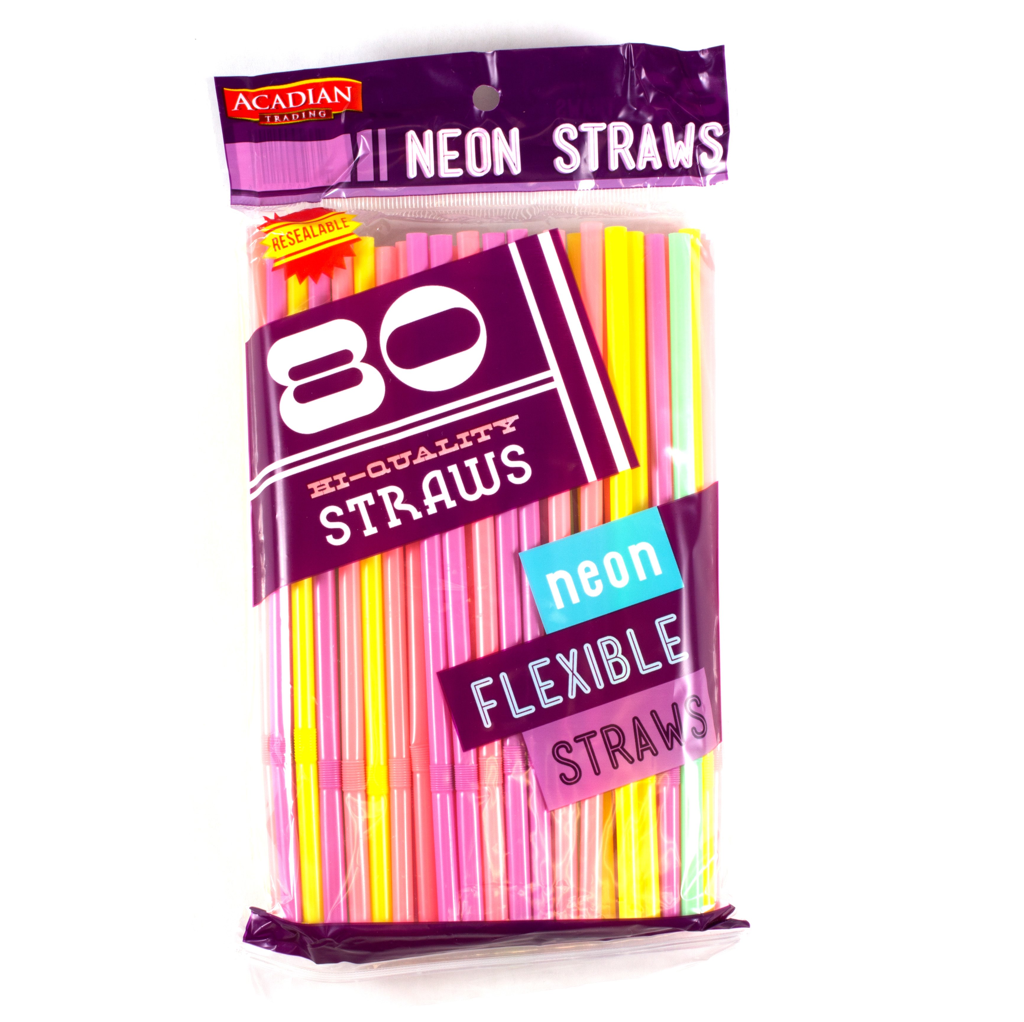 Acadian Trading Neon Flexible Straws - Shop Straws at H-E-B