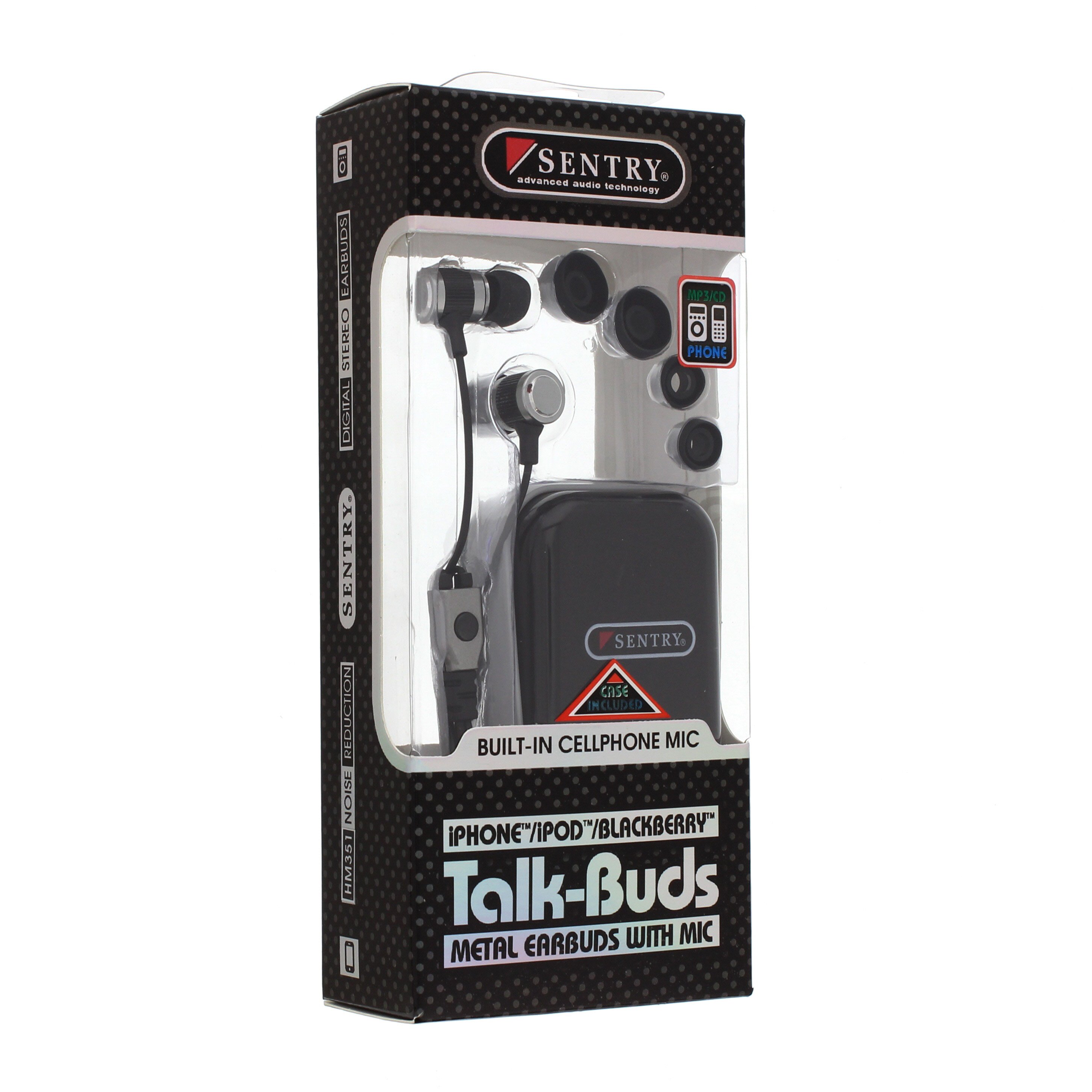 Sentry Black Talk Buds Metal Earbuds With Microphone - Shop Headphones ...