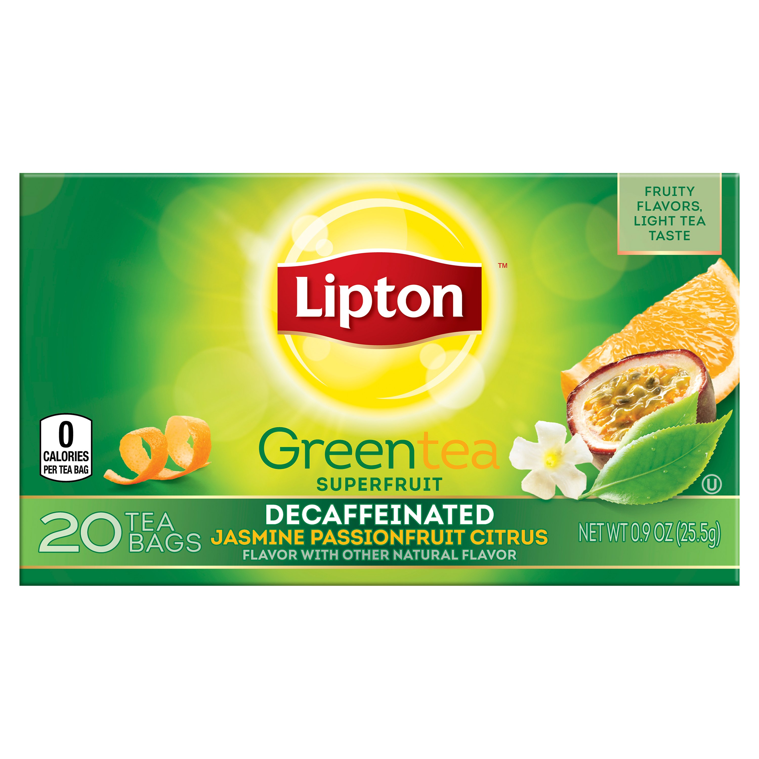 Lipton Green Tea Bags Decaffeinated Jasmine Passionfruit with Citrus ...