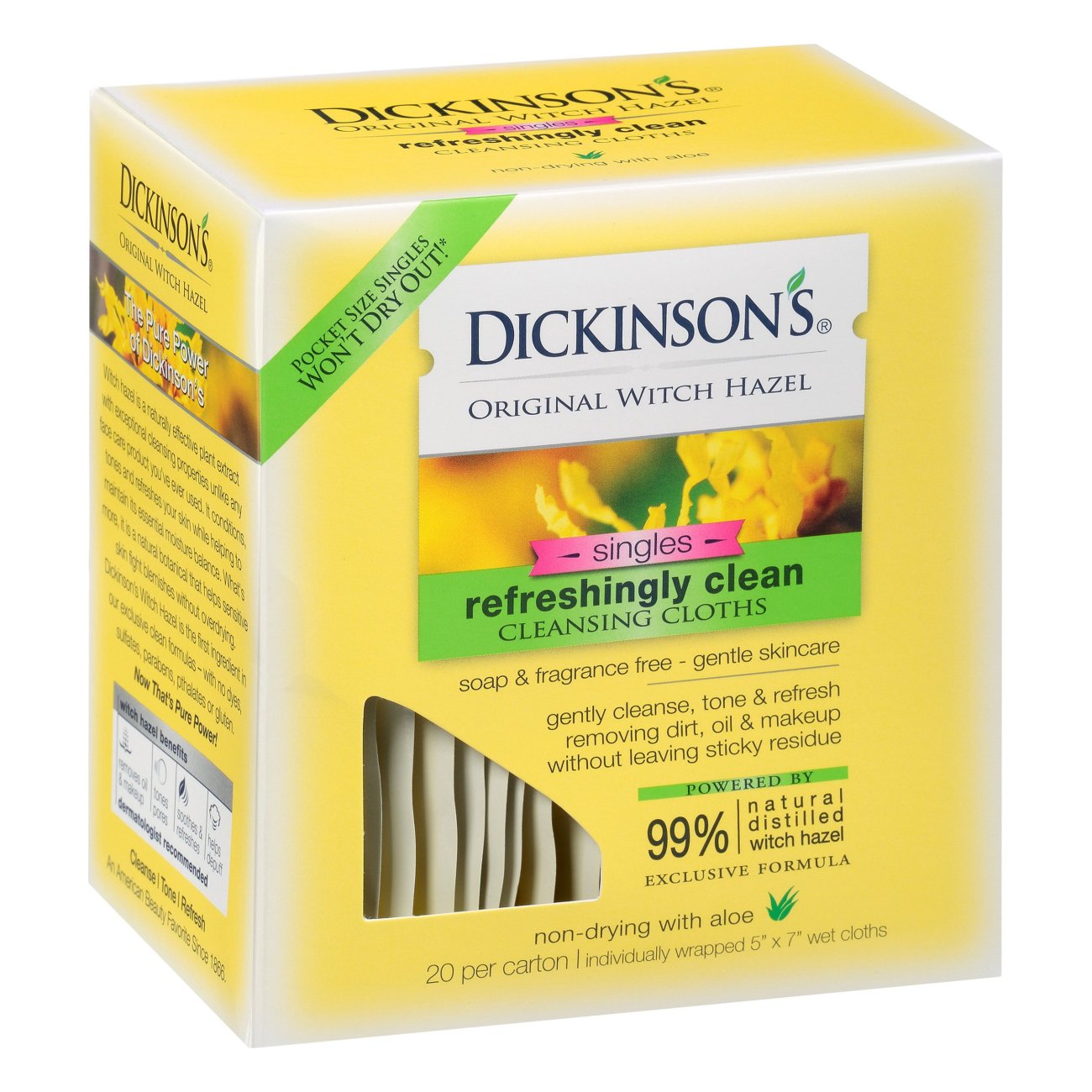 Dickinson's Cleansing Cloths, Original Witch Hazel, Refreshingly Clean ...