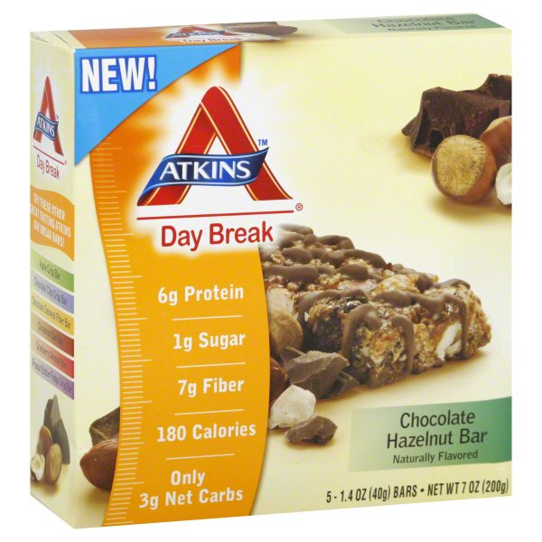Atkins Day Break Morning Snack/Light Breakfast Chocolate Hazelnut Bar ...