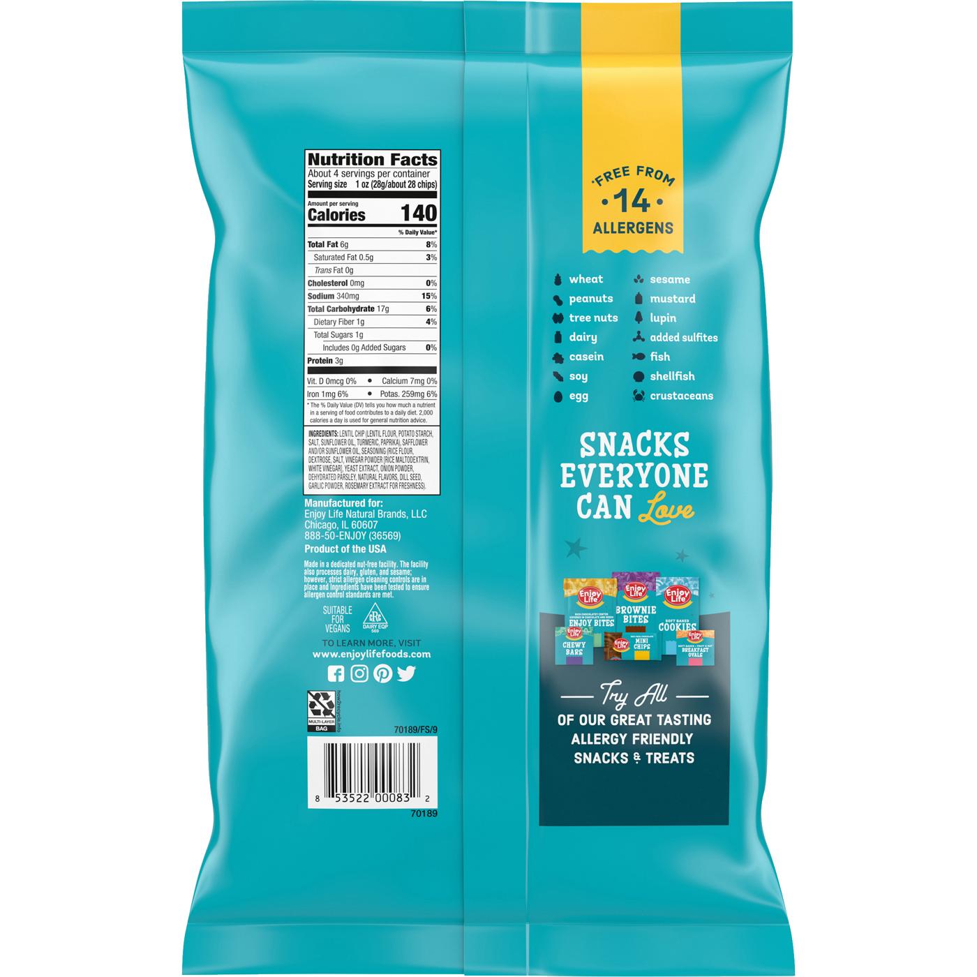 Enjoy Life Gluten Free Allergy Friendly Dill & Sour Cream Lentil Chips ...