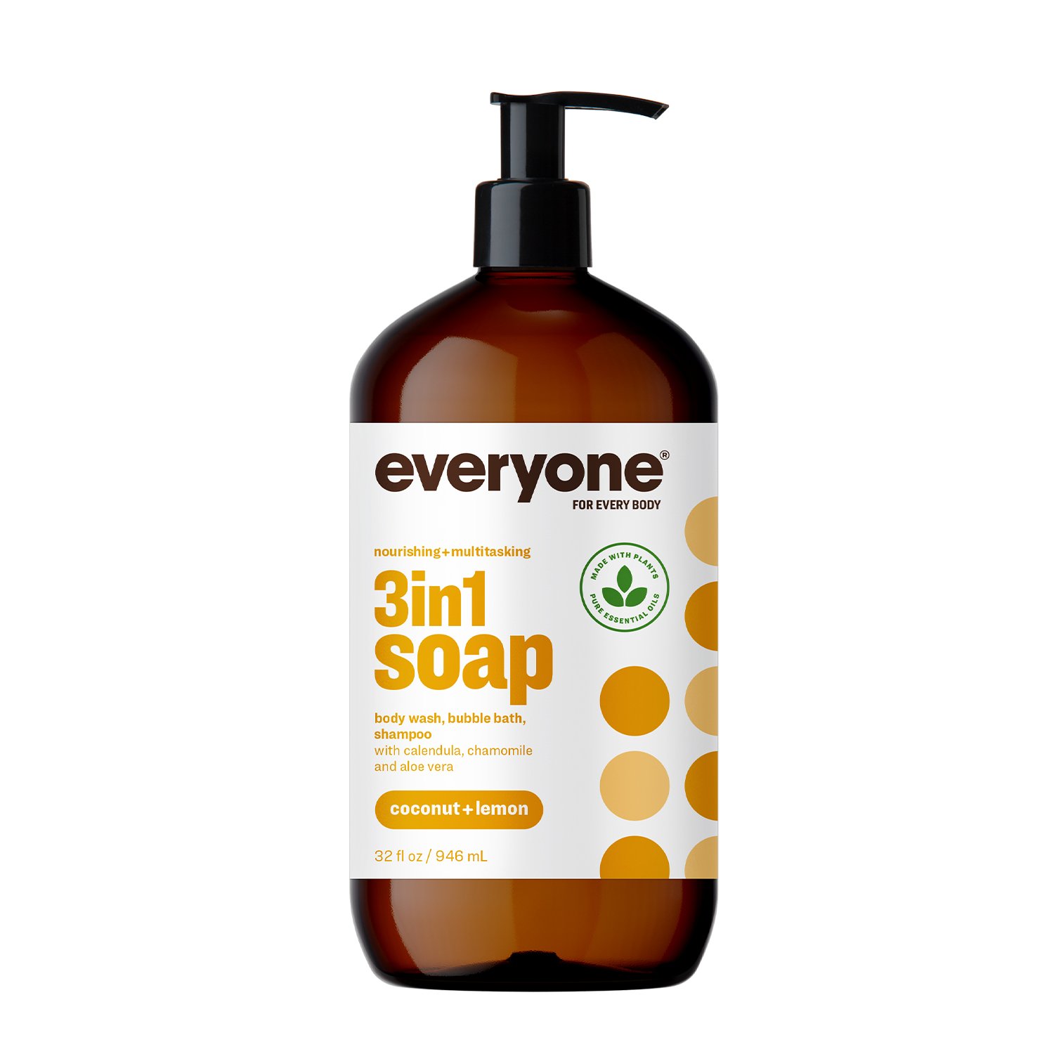 Everyone 3in1 Body Wash Shampoo & Bubble Bath - Coconut + Lemon, 32 oz ...