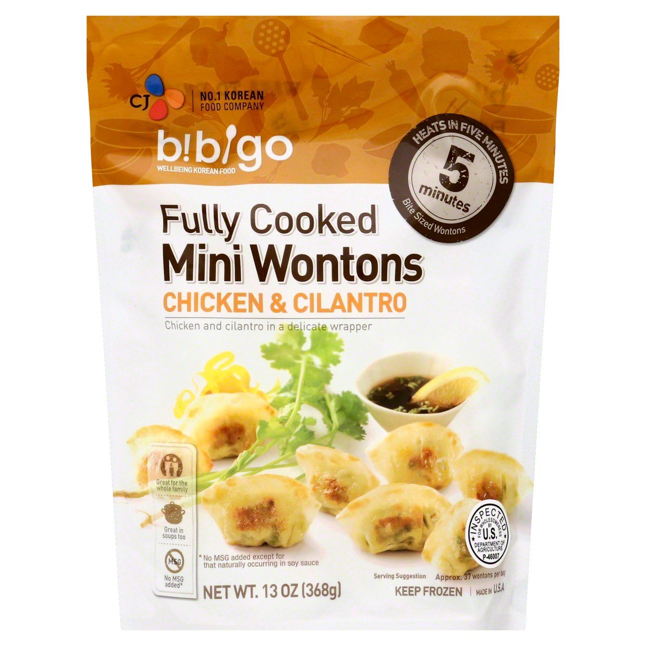 bibigo Frozen Fully Cooked Mini Wontons - Chicken & Cilantro - Shop ...