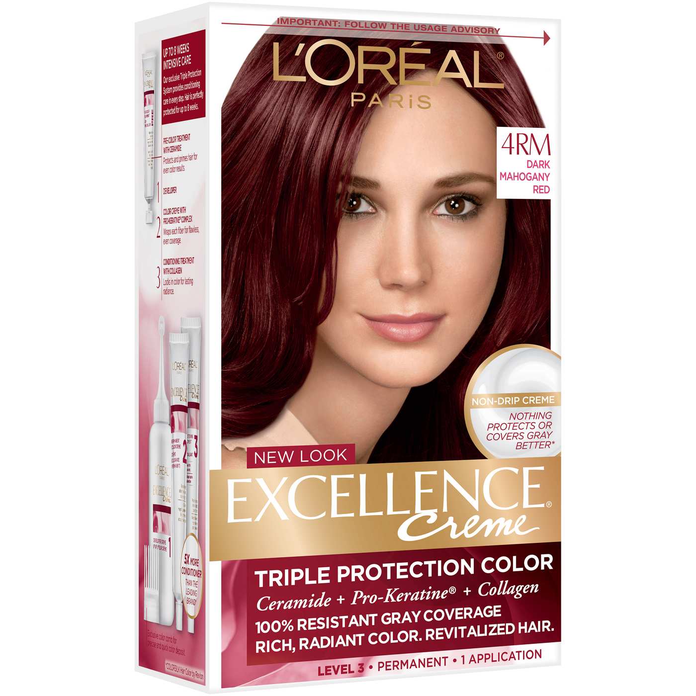 L'Oréal Paris Excellence Créme Permanent Hair Color, 4RM Dark Mahogany ...