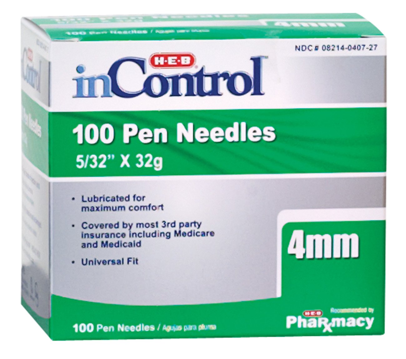H-E-B InControl Pen Needles 4 mm (5/32") 32 Gauge - Shop Needles at H-E-B