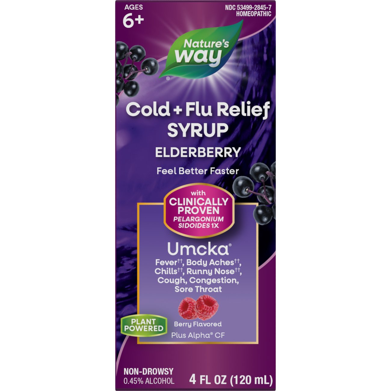Nature's Way Umcka Cold + Flu Relief Elderberry Syrup - Berry Flavor, 4 ...